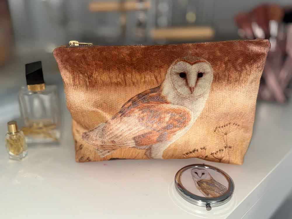 Barn owl | Luxury cosmetic bag & compact mirror – Robert E Fuller