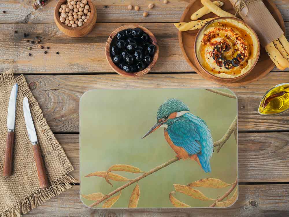 Kingfishers on Willow Glass Worktop Saver %%sep%% %%sitename%% – Robert E Fuller