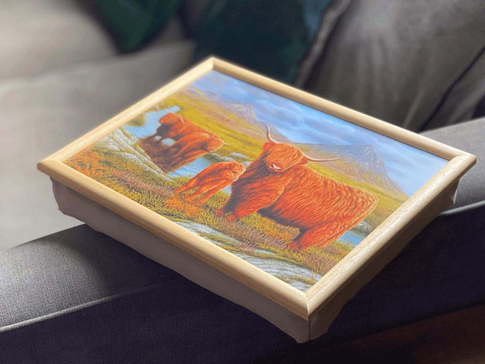 Highland Cow Lap Tray With Cushion – Robert E Fuller