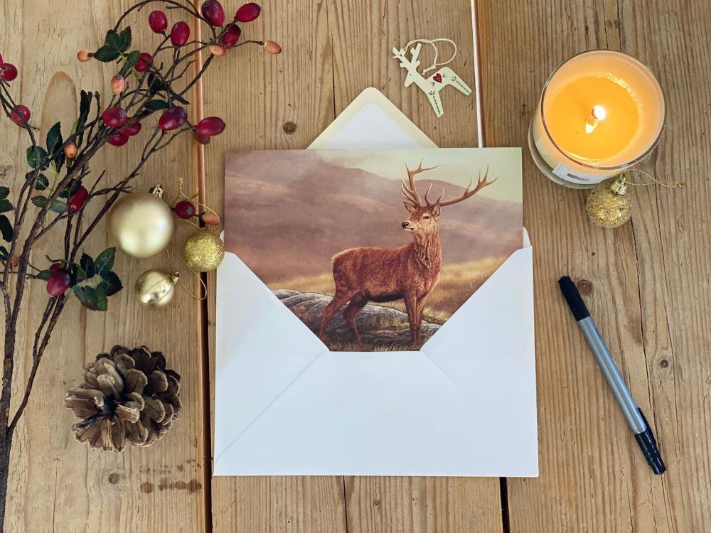 Red Stag Christmas Cards Pack of 5 %%sep%% Robert E Fuller