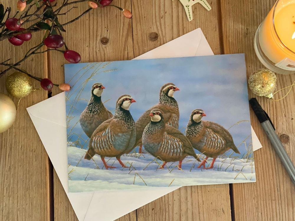 Covey of Patridges Pack of 5 Chistmas Cards – Robert E Fuller